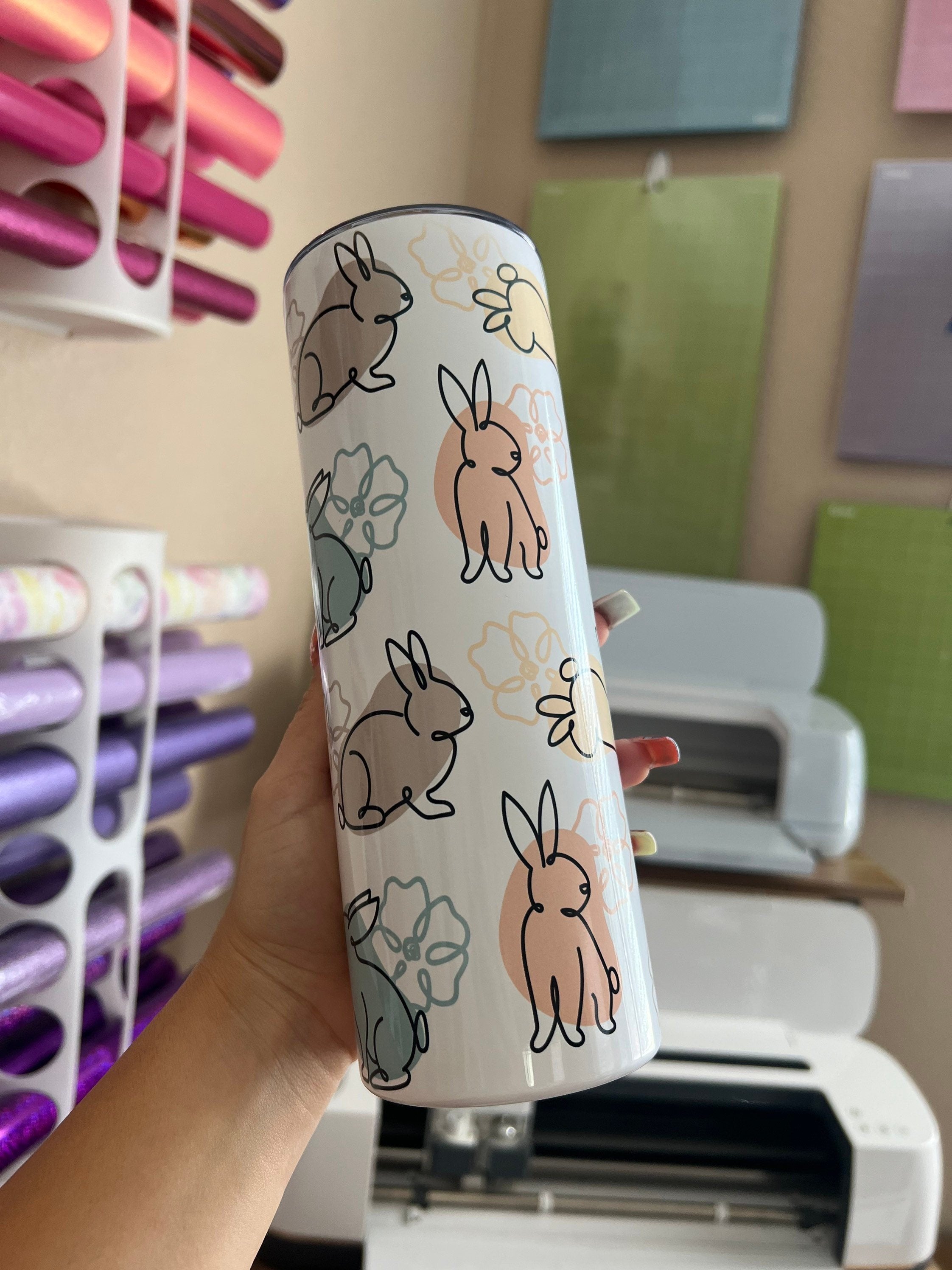 Bunny 20 oz straight white Cup – CraftyKari